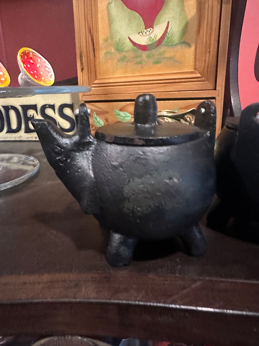 3” Cast Iron Kettle Cauldron with Lid – thornandmoon