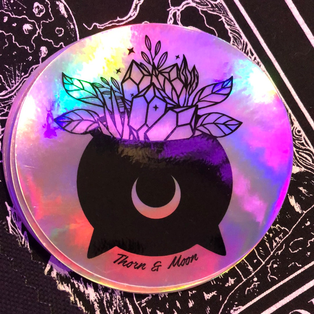 Thorn & Moon Cauldron Holographic Sticker – thornandmoon